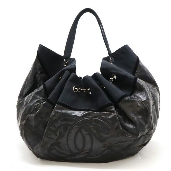 CHANEL | Bags | Chanel Coco Cabas Enamel Nylon Canvas Shoulder Bag ...